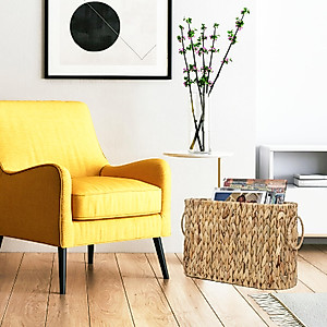 Toilet Paper Storage, Water Hyacinth Bathroom Toilet Paper Basket for Storage, Toilet Paper Holder Wicker Basket for 6 Mage Rolls, Bathroom Accessories Organizer