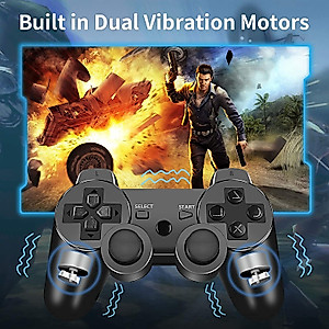 Rzzhgzq 2 Pack PS3 Wireless Controller Playstation 3 Controller Wireless Bluetooth Gamepad with USB Charger Cable for PS3 Console (Black+White)