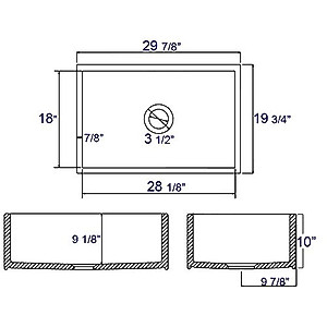ALFI brand AB511 White 30-Inch Decorative Lip Single Bowl Fireclay Farmhouse Kitchen Sink, White
