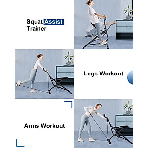 Squat Machine, BORGUSI R303 2 in 1 Squat Rowing Machine, Easy Assembly & Foldable Exercise Equipment, Glute Trainer Machine, Butt & Leg Home Workout Machine