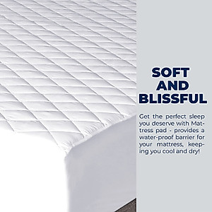Karin Maki Quilted Fitted Twin Mattress Pad - Elastic Fitted Upto 15” Deep Pocket Mattress Protector Cooling Breathable Fluffy Soft Bed Mattress Cover - Machine Washable Mattress Topper