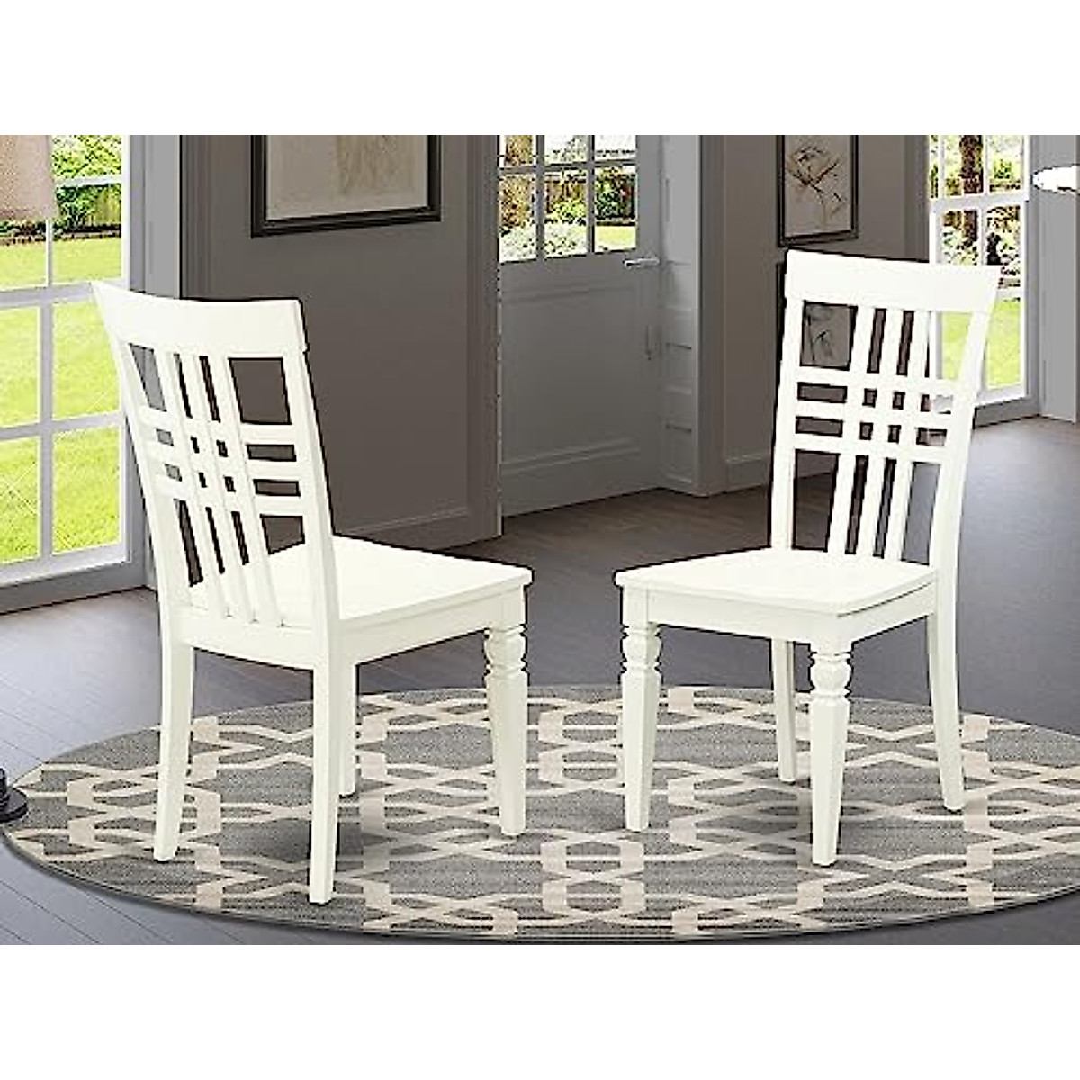 East West Furniture LGC-LWH-W Dining Chairs, Linen White