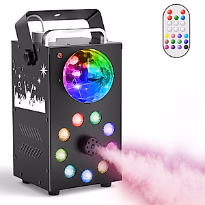 Fog Machine, 700W Smoke Machine with 3500 CFM Fog, 9 LED Colorful Lights and Disco Ball Light with Auto & Strobe Effect, Halloween Fog Machine with Remote Control for Stage Party DJ Concert Wedding