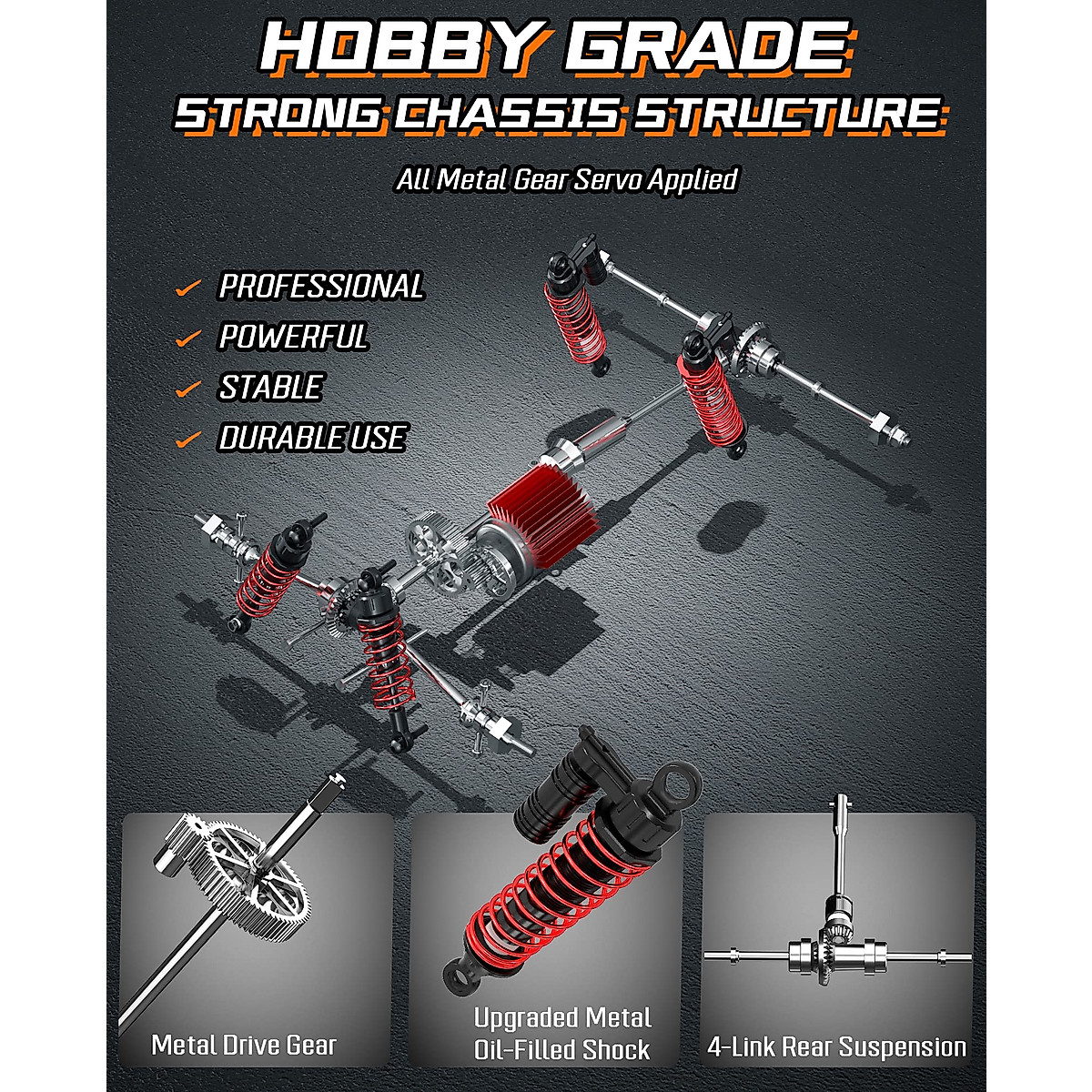 caivun 1:14 Scale Big RC Car, RC Cars 4WD Off Road Hobby Trucks 40+ KM/H High Speed Remote Control Car with Two 1500mAh Batteries, 2.4GHz All Terrain Toy Vehicle Crawler Gift for Adults Teens Boys