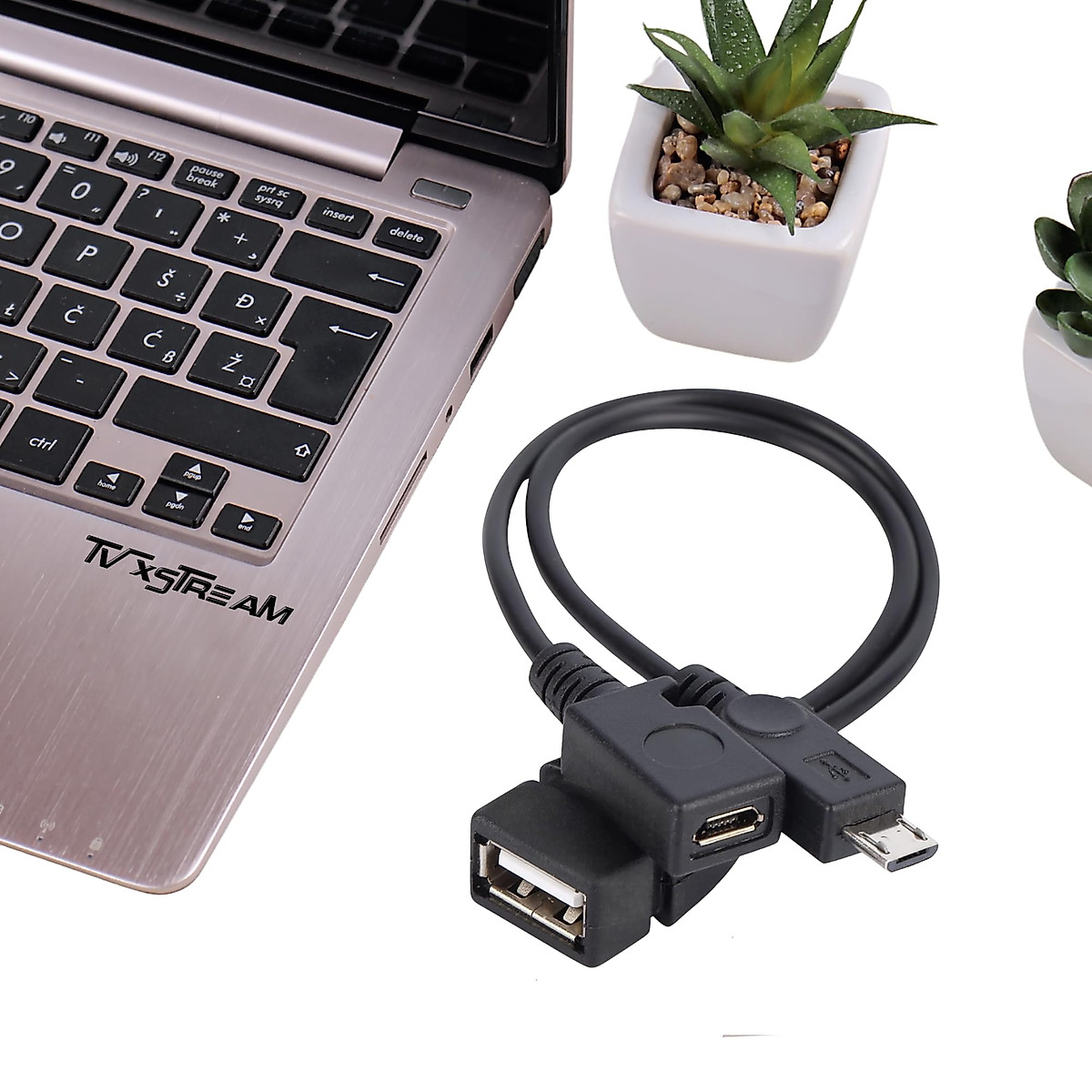 [3 Pack] USB Port Adapter, Micro OTG Cable and Power - Compatible with fireSticks, Streaming Media Devices, Rii and Logitech Keyboards, and Nintendo Switch, SNES, NES Classic