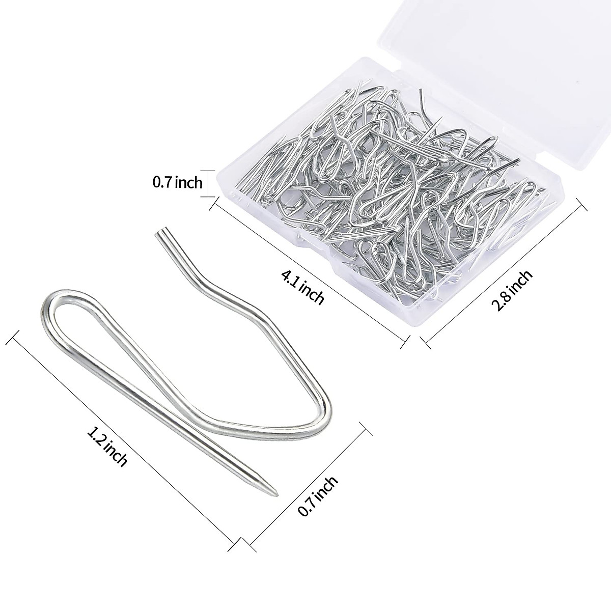 Metal Curtain Hooks, 58PCS Drapery Hook Pins 1.2 Inch Stainless Steel Pin-on Hooks for Window Curtain, Shower Curtain, Door Curtain, Silver