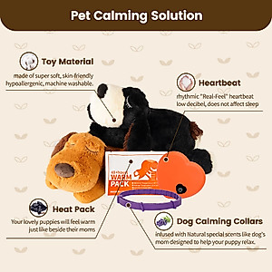 Trail Tail Dogs Calming Toy with Heartbeat, Dog Anxiety Relief Calming Aid,Anxiety Relief for Dogs Calming,Box Included a pet Calming Collars,48h Warm Pack,Plush Puppy Toy,Heartbeat Toy(Black)