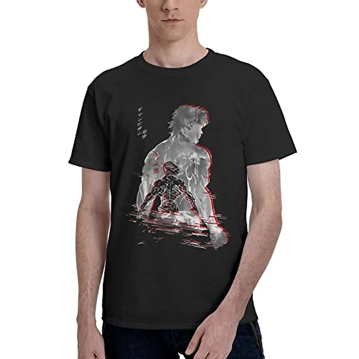 Anime Baki The Grappler Baki Hanma T Shirt Mens Summer Cotton Tee Comfort Crew Neck Short Sleeve T-Shirts Black