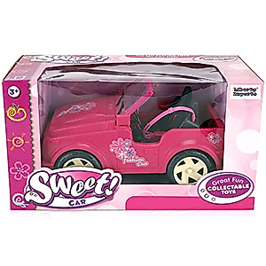 Pink Convertible Doll Car, Cruiser Sport Utility Vehicle Toy Car with Rolling Wheels, 2 Seats, Pretend Play Gift for 3 to 7 Year Old Girls (Compatible with Barbie)