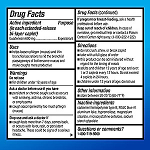 Amazon Basic Care Guaifenesin Cough and Mucus Relief Extended-Release Tablets, 600 mg, 12 Hour Expectorant Caplet 60 Count