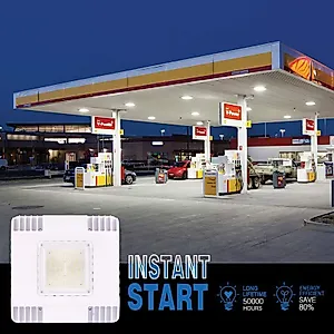 1 Pack LED Canopy Lights 150w 21000 Lumens 5000K Daylight White 750W HID/MH Equivalent,UL DLC Listed Gas Station Light,Waterproof IP65 Commercial Area & Outdoor Lighting,Ceiling Lighting Fixtures
