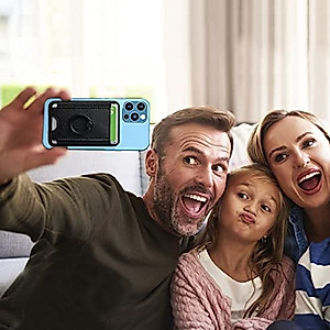 WUOJI Magnetic Card Wallet Holder for Magnetic, Secure Magnetic Card Holder with Phone Grip & Kickstand for Magnetic Leather Wallet for Back of iPhone 14/13 and 12 Series (PU Black)