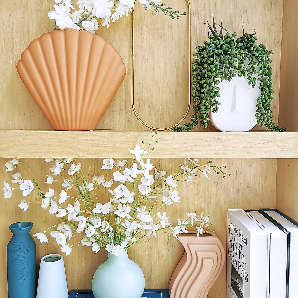 Supla 4 pcs Artificial Hanging Succulents Faux Burro's Tail Picks Trailing String of Pearls Succulent Greenery Sprays 13.4" L for Basket Planter Centerpiece Floral Arrangement Indoor Outdoor Decor