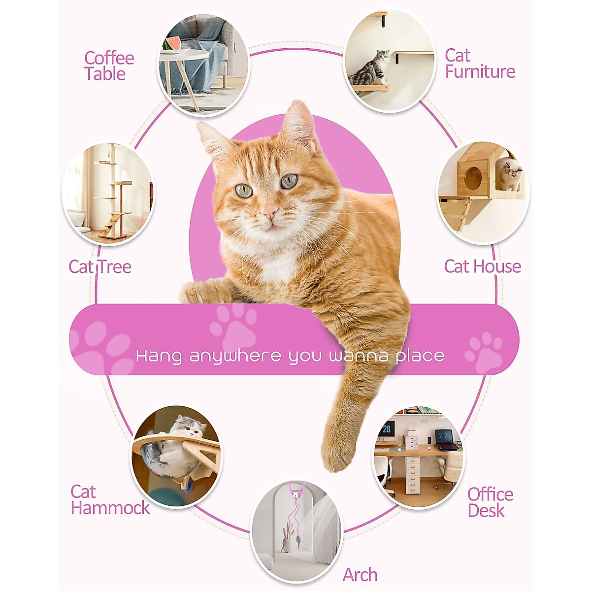 Cat Toys, Hanging Automatic Interactive Cat Toy, Colorful Bouncing Mice, Extra Long Elastic Rope, Motion Activated Rechargeable Cat Feathers Toys, Interactive Cat Toys for Indoor Cats/Kittens