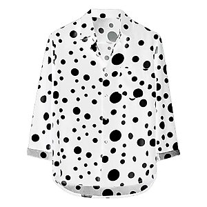Men's Long Sleeve Stylish Dress Shirts Printed Casual Button Down Shirts Regular Fit Turn-Down Collar Shirt Top (White,XX-Large)
