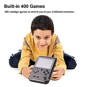 Mini Handheld Game Console for Kids with 400 Classic Retro Games, 1020mAh Rechargeable Battery, 2.8 Inch Screen, Birthday Game Toy for Boy Girl (Black)