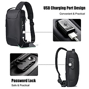 FANDARE Anti-Theft Sling Bag Chest Shoulder Backpack Crossbody Bags for Men Women Cover Pack Hiking Small Rucksack with USB Charging Port for Business Travel Hiking Bicycle Sport Gym Pack New Blue