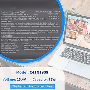 HXPK C41N1908 Laptop Battery for Asus ROG Zephyrus G14 GA401II GA401IV GA401IH GA401IU Series Notebook C41PQ05 GA401II-BM026T GA401II-HE003T GA401IV-BR9N6 GA401IV-HE003T GA401IH-BM007 GA401IU-BM201T