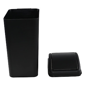 AnnkkyUS 16 Liter Plastic Garbage Can, Waste Bin with Swing Lid (Black)