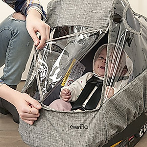 Infant Car Seat Weather Shield, Rain Cover, Ventilated Panels (Gray Melange)