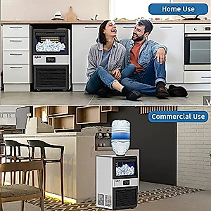 Commercial Ice Maker Machine, OYLUS 70 lbs/24H Stainless Steel Ice Cube Machine with 10 lbs Bin Ice Storage Capacity Easy Control Under Counter Free Standing for Home, Bar and Offices 120V