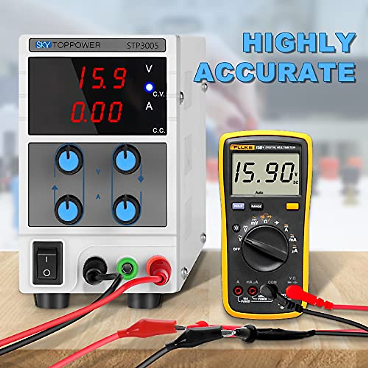 DC Power Supply Variable 30V 5A 3-Digital Single-Output 110V Lab Regulated Power Supply with Alligator Leads, Power Cord for DIY Electronics Testing, Repairing& Researching