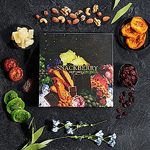 Dried Fruit & Mixed Nuts Gift Basket Easter Arrangement Platter, Gourmet Food Bouquet Birthday Care Package, Healthy Kosher Snack Box - Her Him - Snackberry (12 Variety)