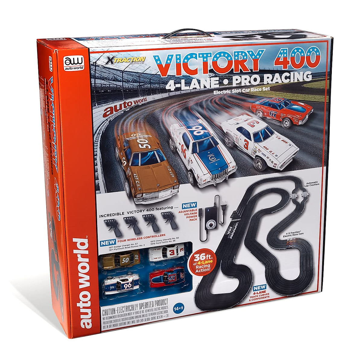 Auto World 36' Victory 400 4 Lane Slot Race Set HO Scale