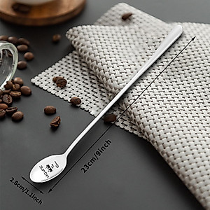 Ice Tea Spoon Gifts for Mother, 9-Inch Engraved long Coffee Spoon Funny Gifts for Mother's Day, Mother's Birthday Gifts, Christmas Stocking Stuffers