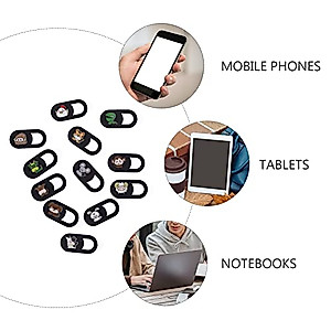SOLUSTRE Laptop Camera Cover Slide PC Stickers 12pcs Cartoon Webcam Cover Webcam Cover Slider Webcam Slider Camera Cover for Laptop Tablet Phone Camera (Black) Computers Laptops Computer Camera