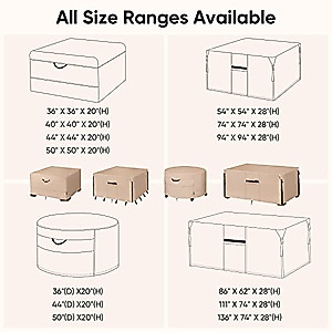 PTEROMY Patio Fire Pit Table Cover, Heavy Duty 600D Canvas Outdoor Waterproof Fireplace Cover (Khaki, Round, 36'')