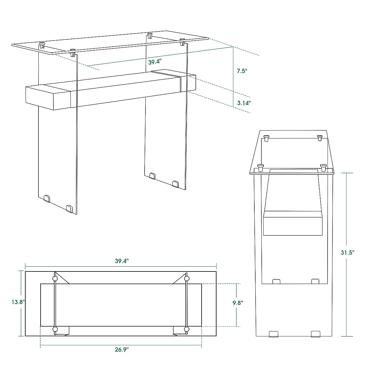 ivinta Glass Console Table with Storage, Small Black Faux Marble Entryway Table for Living Room, 39.4" Modern Sofa Table for Foyer, Hallway, Bedroom