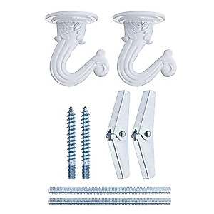 uxcell Ceiling Hooks with Hardware Zinc Alloy White 29x38mm 2Pcs for Hanging Chandeliers Plants
