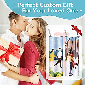 Realkant Sublimation Blanks Tumbler 20oz Skinny Bulk with Metal Straw, Lid, Shrink Wrap Film, Sublimation Coating for Heat Press, Stainless Steel Straight Water Cups Coffee Mugs (10 Pack)