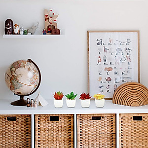 4 Pack Succulent Plants Artificial Fake Succulents in Pots Faux Succulents Fake Plants Bulk Assortment in Flocked Green Small Succulent Holder Decor for Window Landscape Garden Home Office Decor