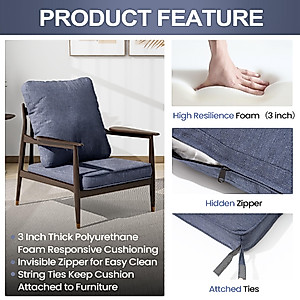 PATIOHIT Outdoor Chair Cushions Waterproof Indoor Furniture Seat Cushions Patio Cushions for Sofa Couch Outdoor Furniture with Removable Cover Deep Seat & Back Cushion (22 x 21 Inch, Sky)