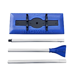 Snow Joe SJBLZD 18 Broom Snow Removal Tool w/52-Inch Compact Handle w/ 4-Inch Oversized Ice Scraper