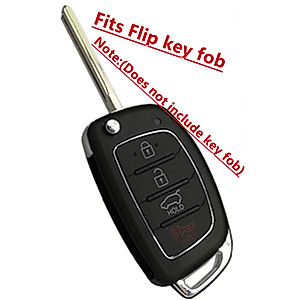RUNZUIE 4 Buttons Silicone Flip Folding Remote Key Fob Cover Protector Shell Compatible with Hyundai Santa Fe Pink (Not Fit The Smart Key Fob)