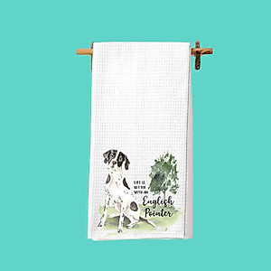 Watercolor Life is Better with an English Pointer Microfiber Kitchen Tea Bar Towel Gift for Animal Dog Lover