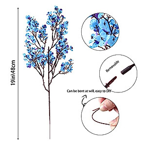 IVITA 6 Pcs Babys Breath Artificial Flowers Blue Bulk Real Touch Faux Silk Gypsophila Bouquet Fake Plastic Plants Decor for Home Wedding Bouquets Floral Arrangement Party Table Centerpieces