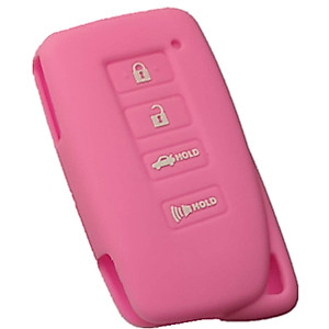 RUNZUIE Silicone Keyless Entry Remote Key Fob Cover Case Protector Shell Fit for Lexus NX300h ES350 GS350 GS300h GS450h Pink 4 Buttons
