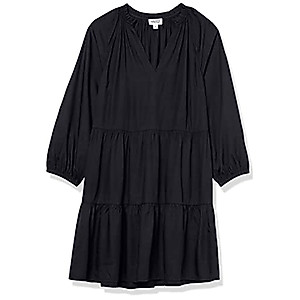 The Drop Women's @caralynmirand Ruffle-Neck Tiered Mini Dress, Black, 2X, Plus Size