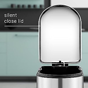 happimess HPM1010A Roland 10.6-Gallon Step-Open Trash Can, Modern, Minimalistic, Fingerprint-Proof, Rustproof, Hands-Free, Kitchen, Laundry Room, Office, 10.6 Gallons, Chrome