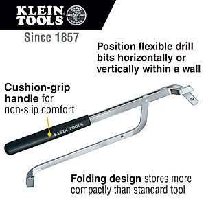 Klein Tools 53721 Flex Bit Kit with 9/16-Inch x 54-Inch Flex Bit Auger, Placement Tool and Wire Pulling Grip for Pulling Wire Behind Walls