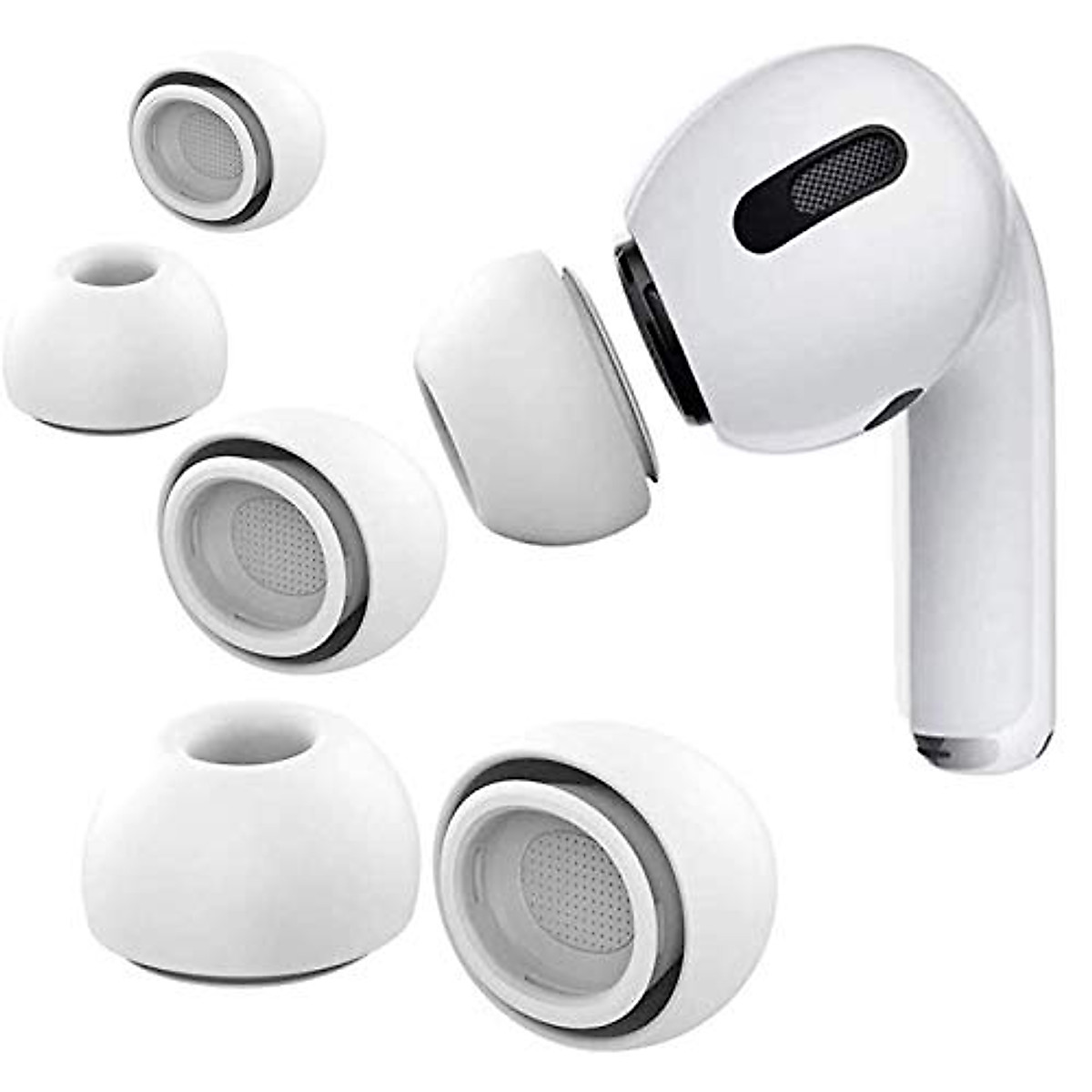 Airpod Pro Tips [6 Pairs] Earbud Replacements for Apple Airpods Pro & Airpods Pro 2 2nd Generation - Small, Medium and Large (White)