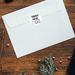 1" Happy Mail Thank You Roll Stickers for Packaging Sealing, Cute Package Labels, Envelope Seal with Heart, Thank You Roll Stickers for Greeting Cards, Bags Boxes, Ideal for Crafters & Online Sales