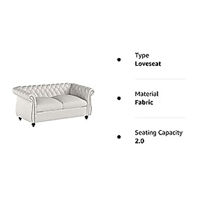 Christopher Knight Home Karen Traditional Chesterfield Loveseat Sofa, Beige and Dark Brown, 61.75 x 33.75 x 27.75