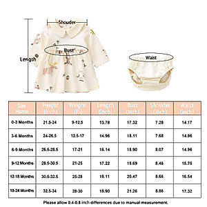 pureborn Baby Girl Dress Infant Long Sleeve Peter-pan Collar Spring Fall Cotton Playwear Dresses Beige 0-3 Months