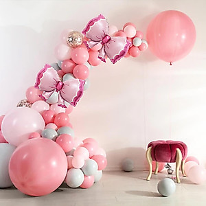 PANRRPERS 2 Pieces Bow Balloon Pink Bowtie Foil Balloon for Birthday Party Baby Shower Bridal Gender Reveal Jumbo Kids Theme Decoration