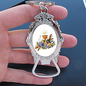 12 PCS Personalized First Communion Favor Engraved Bottle Opener Keychain Recuerdos para Primera Comunion Niña Niño Customized